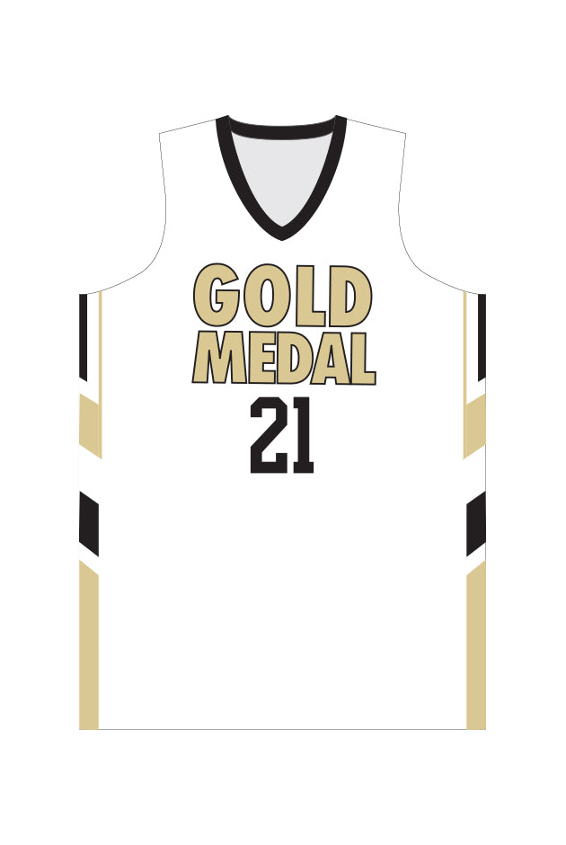 White Custom Gold Medal Basketball Jersey – Source Teamworks